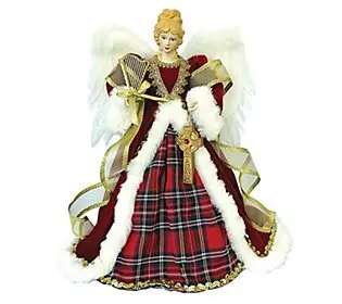 SANTA'S WORKSHOP 16' Red Plaid Angel, Tree Topper Santa's Wor Kshop