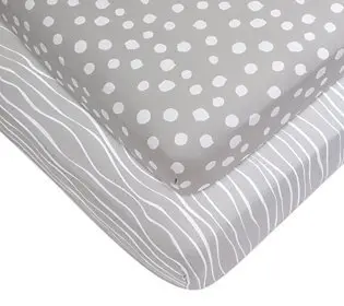 ELY'S & CO. Set Of 2 Jersey Cotton Grey Crib Sh Eets