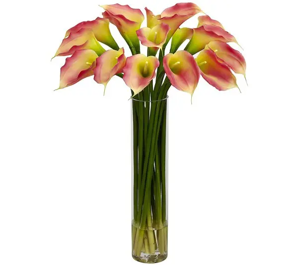NEARLY NATURAL Calla Lily With Cylinder Arrangement Nearly Atural