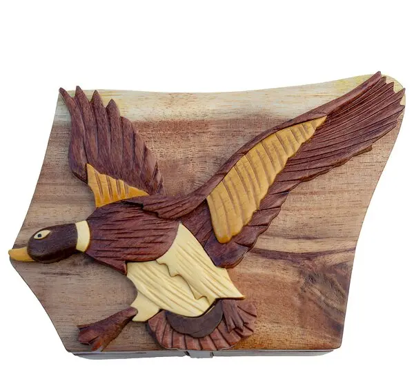 CARVER DAN'S Duck Puzzle Box With Magnet Closur Es