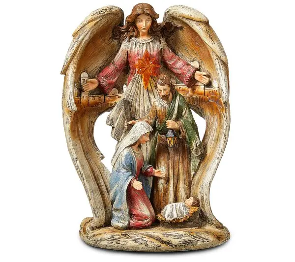 GLITZHOME Resin Nativity Holiday Table Top Ange