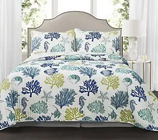 LUSH DECOR Coastal Reef 3-piece Full/queen Quilt Set Lu Sh Decor