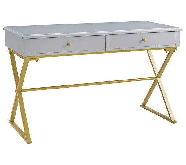 LINON Home Shelby Sleek Campaign Style Office Desk