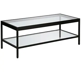 HUDSON&CANAL 45 Steel Frame Coffee Table W/ Glass Top & Shel
