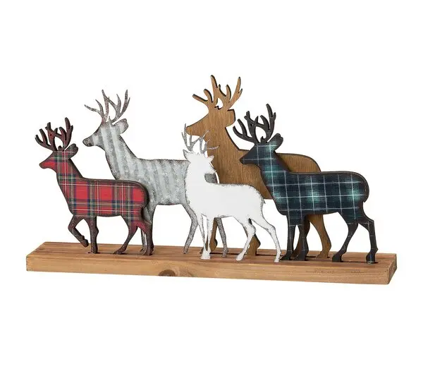 GLITZHOME The Christmas Reindeer Are Coming Tab Le Top Decor