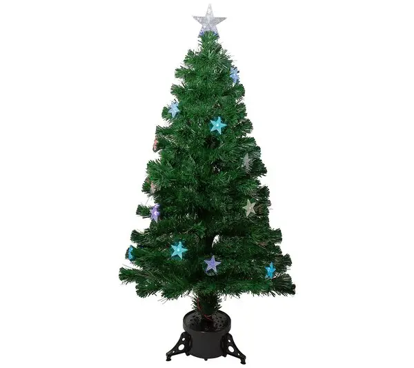 NORTHLIGHT 4' Potted Pine Star Xmas Tree Multic Lor Lights