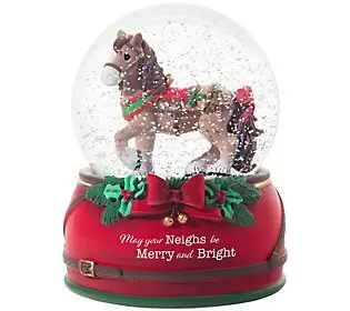 PRECIOUS MOMENTS May Your Neighs Be Merry And Bright Animal Musi Cal Snow Globe