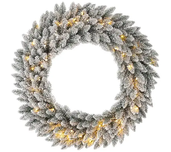 GLITZHOME 36'd Snow Flocked Led Lighted Christm S Faux Wreath