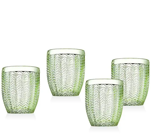 GODINGER Twill Set Of 4 Double Old Fashioned Gl Asses