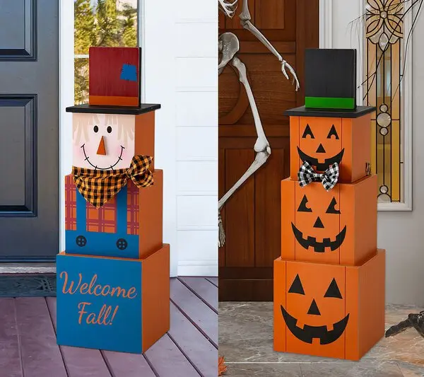 GLITZHOME Pumpkins And Scarecrow Double Sided F Ll Porch Decor