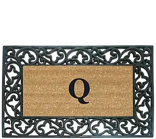 NEDIA HOME Monogrammed Acanthus 22' X 36' Rubbe R Coir Doormat