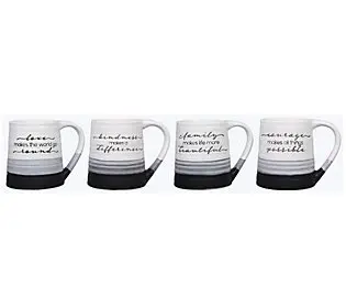 YOUNG'S INC. Set Of 4 Rustic Modern Ceramic Mug S
