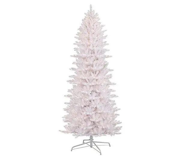 PULEO INTERNATIONAL 9' White Slim Fraser Fir Artificial Christmas T Ree 800 Lights