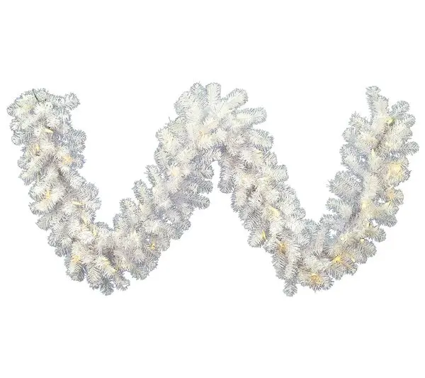 VICKERMAN 9' X 12' Crystal White Garland By