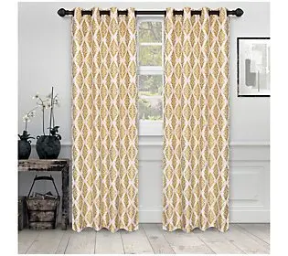 SUPERIOR Damask Jacquard Grommet Curtain Panel S/2 52' X 96