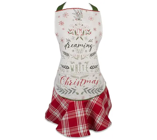 DESIGN IMPORTS White Christmas Ruffle Apron