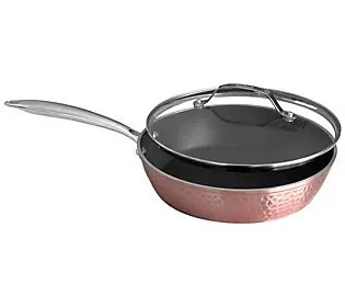 ORGREENIC 9.5' Hammered Rose Gold Pan With Lid