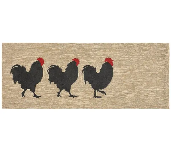 LIORA MANNE Frontporch Roosters In-out Rug Neut Al 24' X 60