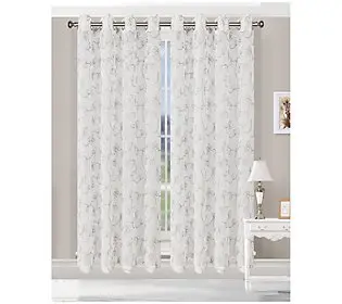 SUPERIOR Embroidered Scroll Sheer Grommet Curta Ns, 52' X 108