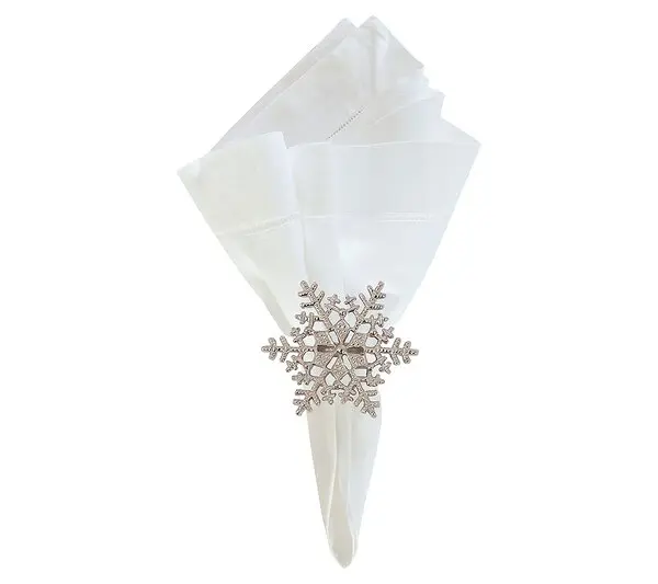 VALERIE PARR HILL Silvertone Snowflake Napkin Ring Set Of 6 Va Lerie