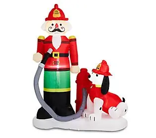 GLITZHOME 7.2' Lighted Inflatable Nutcracker & Almatian Decor