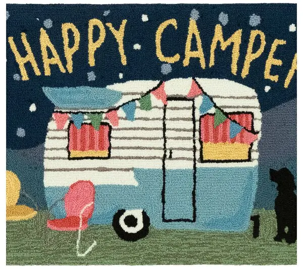 LIORA MANNE Frontporch Happy Camper In/outdoor Ug 24' X 36