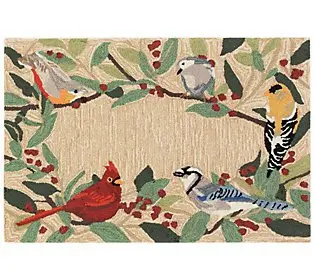 LIORA MANNE Frontporch Bird Border Rug Natural 0' X 48