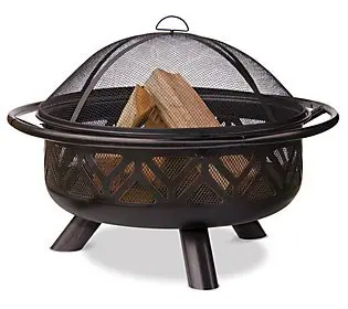 ENDLESS SUMMER Bronze Wood Burning Fire Bowl With Geometric De Ign