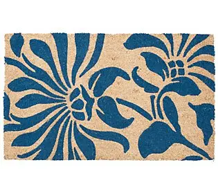 NATURE MATS BY GEO Blue Floral Doormat With Pvc Backing