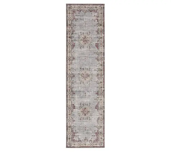 LINON Home Brooks 2'x8' Washable Decorative Non Slip Runner Rug