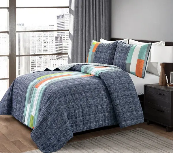 LUSH DECOR Shelly Stripe Twin Quilt Set By