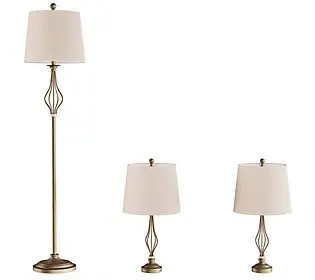 LAVISH HOME Set Of 3 Modern Curved Openwork Lamps