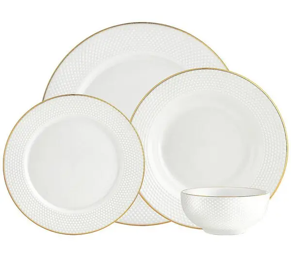 GODINGER Pique Gold 16 Piece Dinnerware Set