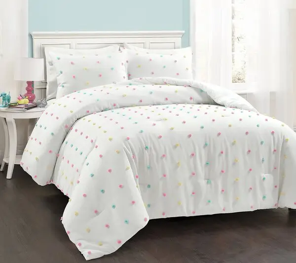LUSH DECOR Rainbow Tufted Dot Full/queen Set