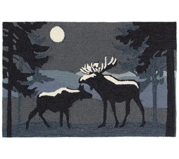 LIORA MANNE Frontporch Moonlit Moose Rug 30' X 8