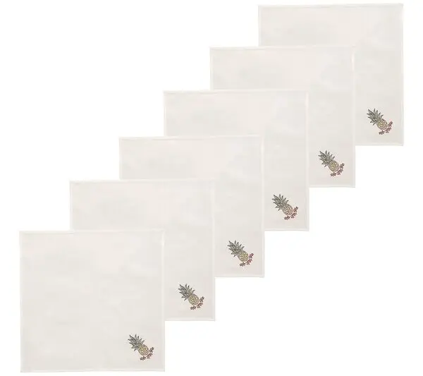 VALERIE PARR HILL Pineapple Wreath Napkins Set Of 6 Valerie