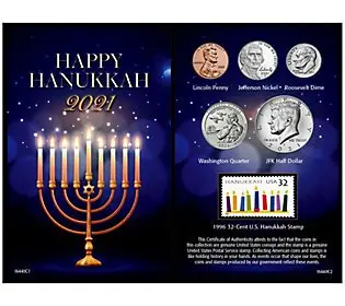 AMERICAN COIN TREASURES 2021 Hanukkah Greeting Coin Card
