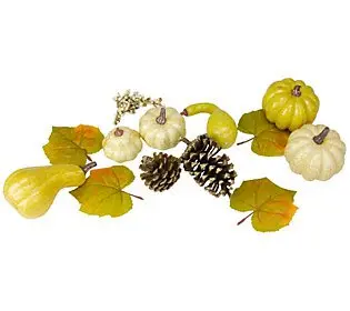 NORTHLIGHT Set Of 12 Crackled & Glittered Pumpk In Berry Decor