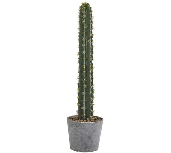 NEARLY NATURAL 41' Lifelike Cactus In Concrete Planter Near Ly Natural