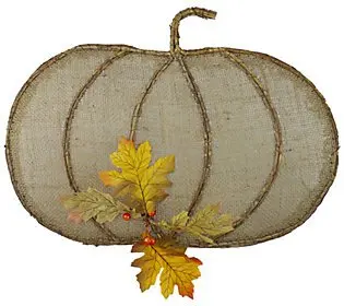 NORTHLIGHT 19' Beige Burlap & Vine Pumpkin Harv Est Hanging