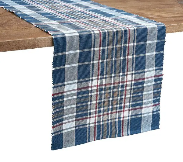 VALERIE PARR HILL 13' X 72' Lawson Lake Plaid Table Runner Val Erie