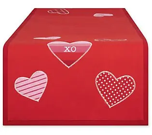 DESIGN IMPORTS 14' X 54' Embellished Hearts Tab Le Runner