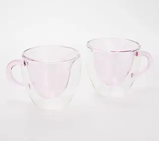 AMERICAN ATELIER Set Of 8-oz Heart Shaped Glass Mugs