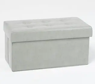 VALERIE PARR HILL Faux Leather Tufted Collapsible Bench With Tray Valerie