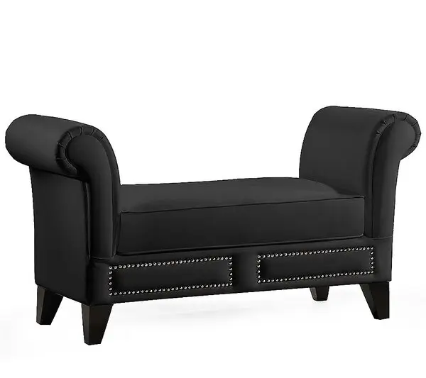 BAXTON STUDIO Marsha Modern Scroll Arm Bench