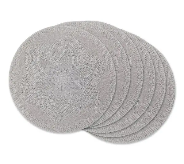 DESIGN IMPORTS Set Of 6 Floral Woven Round Plac Emat