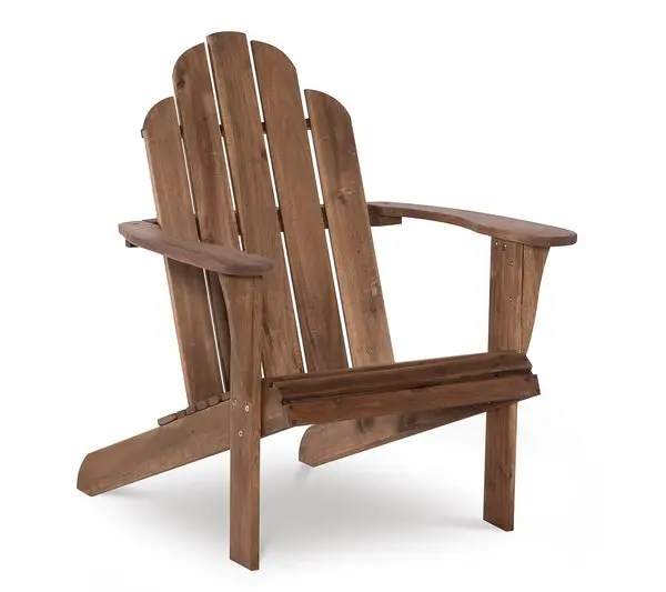 LINON Home Silas Teak Adirondack Chair W/high B Ck & Arm Rests