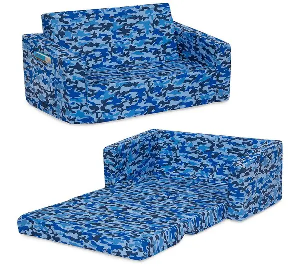 DELTA CHILDREN Cozee Flip-out Sofa Blue Camo