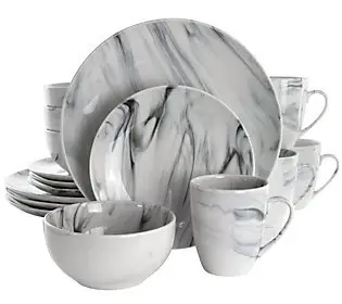 ELAMA Marble 16-piece Stoneware Dinnerware Set