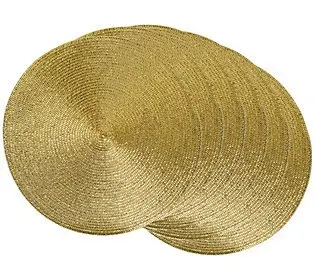 DESIGN IMPORTS Set Of 6 Metallic Round Woven Pl Acemat